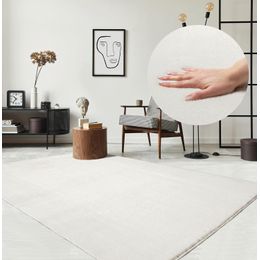 Teppich the carpet "Relax kuschelig & Super Soft, Anti-Rutsch Unterseite", beige (creme, 2), B:80cm H:16mm L:150cm, Polyester, Teppiche, Teppich, Waschbar bis 30 Grad, Felloptik, Wohnzimmer Teppich, Kundenliebling