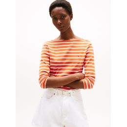 3/4-Arm-Shirt Tommy Hilfiger "NEW CODY BOAT-NECK", Damen, Gr. XL (42), classic breton orange, ecu, Jersey, Obermaterial: 100% Baumwolle, gestreift, slim fit h&uuml;ftlang, U-Boot-Ausschnitt, abgesteppt, Shirts 3/4-Arm-Shirt, Baumwolle, U-Boot-Ausschnitt, Slim Fit