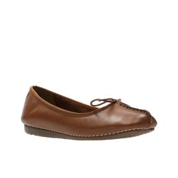 Ballerina Clarks "Freckle Ice", Damen, Gr. 37,5, schwarz tan leather, Leder, Schuhe Ballerina, Slipper, Flats, Flats, Slipper mit Schleifchen