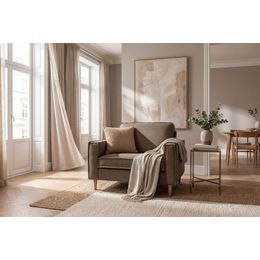 Loveseat Home Affaire "Pinto Skandi 105 cm, Chenille, Struktur", braun, B:108cm H:89cm T:97cm, 100% Polyester, Sessel, Loveseat, mit Keder, Massivholzf&uuml;&szlig;e Eiche ger&auml;uchert