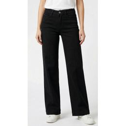 Weite Jeans MAC "DREAM WIDE", Damen, Gr. 38, L&auml;nge 30, schwarz, schwarz, Denim/Jeans, Obermaterial: 75% Baumwolle, 12% Modal, 9% Polyester, 4% Elasthan, figurumspielend kn&ouml;chellang, Jeans Weite Jeans, mit weitem Bein-Stretch