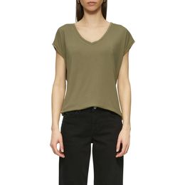 T-Shirt QS, Damen, Gr. XS (34), gr&uuml;n, Obermaterial: 70% Modal, 30% Polyester, unifarben, relaxed fit taillenbedeckt, V-Ausschnitt, Shirts T-Shirt, mit V-Ausschnitt