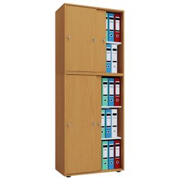 Aktenschrank Vcm "B&uuml;roschrank Aktenschrank Schiebet&uuml;ren Lona 5fach", braun (buche), B:70cm T:37cm, Obermaterial: 100% Holz Wood., Schr&auml;nke, Aktenschrank