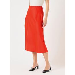 Midirock Y.A.S "YASPELLA HW MIDI SKIRT S. NOOS", Damen, Gr. L (40), rot (cherry tomato), Web, Obermaterial: 97% Polyester, 3% Elasthan, unifarben, regular fit wadenlang, R&ouml;cke Midirock