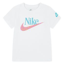 T-Shirt Nike Sportswear "NKG WILDFLOWER FUTURA TEE", M&auml;dchen, Gr. 98 (3), wei&szlig;, Obermaterial: 60% Baumwolle, 40% Polyester, Rundhals, Shirts T-Shirt, f&uuml;r Kinder