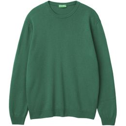 Rundhalspullover, Herren, Gr. XS, gr&uuml;n (dunkelgr&uuml;n), Strick, Obermaterial: 100% Schurwolle, United Colors Of Benetton, Basic, Rundhals, B&uuml;ndchen, Pullover Rundhalspullover, im cleanen Look