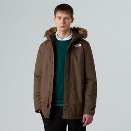 Funktionsjacke The North Face "ZANECK JACKET", Herren, Gr. S, braun (smokey braun), Obermaterial: 100% Nylon, unifarben, hoch geschlossener Ausschnitt, eingesetzt eingefasste Kante mit Druckkn&ouml;pfen, Jacken Funktionsjacke, mit Kapuze und abnehmbarem Fellimitat, wasserdicht, atmungsaktiv