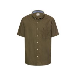 Kurzarmhemd Camel Active, Damen, Gr. 3XL, N-Gr, deep olive, Web, Obermaterial: 100% Baumwolle, meliert, normal h&uuml;ftbedeckend, Rundhals, Hemden Kurzarmhemd, mit Button-Down-Kragen
