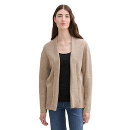Cardigan Tom Tailor, Damen, Gr. XS (34), grau (blush grau melange), Strick, Obermaterial: 52% Viskose, 27% Polyester, 21% Polyamid, meliert, regular fit taillenbedeckt, ohne Ausschnitt, gerader Abschluss, Strickjacken Cardigan, mit LENZING&trade; ECOVERO&trade;