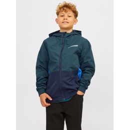 Jack & Jones Outdoorjacke JACK & JONES JUNIOR "JJERUSH wasserabweisend, mit Kapuze, mattes Finish", Jungen, Gr. 152, gr&uuml;n (magical forest), Web, Obermaterial: 100% Polyester, normal normal, B&uuml;ndchen, Jacken Outdoorjacke, Polyester, regular fit