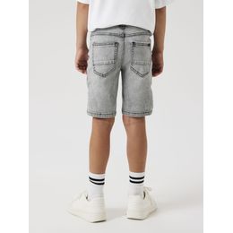 Shorts name it "NKMTHEO XSL DNM L SHORTS 1280-GY NOOS", Jungen, Gr. 116, N-Gr, light grau denim (blank), Web, Obermaterial: 68% Baumwolle, 27% Polyester, 3% Viskose, 2% Elasthan, unifarben, slim fit knielang, Hosen Shorts