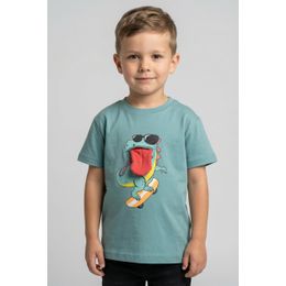 T-Shirt Blue Seven, Jungen, Gr. 104, gletscher, Single Jersey, Obermaterial: 100% Baumwolle, bedruckt, unifarben, Basic normal, Rundhals, Shirts T-Shirt, mit kleiner Rei&szlig;verschlusstasche mit tollem Effekt