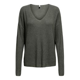 Strickpullover Only "ONLLECIA LIFE LS LOOSE V-NECK CC KNT", Damen, Gr. XS (34), kambaba detail:melange, Strick, Obermaterial: 50% Viskose, 28% Polyester, 20% Nylon, 2% sonstige Fasern, meliert, regular fit, V-Ausschnitt, Pullover Strickpullover