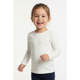 Langarmshirt happy girls, M&auml;dchen, Gr. 98, beige (ecru), Jersey, Obermaterial: 95% Baumwolle, 5% Elasthan, unifarben, figurbetont h&uuml;ftlang, Rundhals, abgesteppte Kante, Shirts Langarmshirt, in Basic-Form