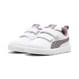 Sneaker Puma "COURTFLEX V3 DOTTY V INF", M&auml;dchen, Gr. 24, wei&szlig; (Puma wei&szlig;, plum jam, light moss), Synthetik, Schuhe Sneaker, kn&ouml;chelhohe Form, mit Klettverschluss, flexible Synthetik-Laufsohle