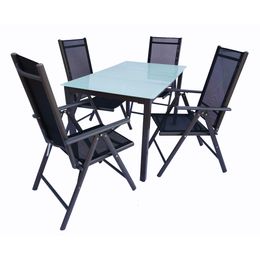 Garten-Essgruppe Vcm "5 tlg. Gartenset Sitzgruppe Tisch St&uuml;hle 140 MA", schwarz (anthrazit), B:140cm T:80cm, Obermaterial: 100% Metall MT., Sitzm&ouml;bel-Sets, Garten-Essgruppe
