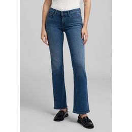 Bootcut-Jeans Replay "NEW LUZ", Damen, Gr. 29, L&auml;nge 30, medium washed blau, Denim/Jeans, Obermaterial: 90% Baumwolle, 8% Polyester, 2% Elasthan, bootcut fit lang, Jeans Bootcut-Jeans, mit gesticktem R an der Ges&auml;&szlig;tasche