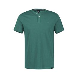 Kurzarmshirt Lerros, Herren, Gr. M, soft teal, Single Jersey, Obermaterial: 100% Baumwolle, bestickt, unifarben, normal h&uuml;ftbedeckend, Rundhals, Shirts Kurzarmshirt, mit Serafino-Kragen