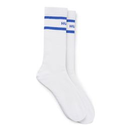 Freizeitsocken HUGO BLUE "2P SK BLUE STRIPE CC", Damen, Gr. 40-46, wei&szlig; (wei&szlig; 100), Baumwollmischung, Socken Freizeitsocken, Unisex Sportsocken High