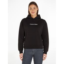 Kapuzensweatshirt Calvin Klein "HERO LOGO HOODY", Damen, Gr. XS (34), schwarz, Sweatware, Obermaterial: 100% Baumwolle, unifarben, regular fit h&uuml;ftlang, ohne Ausschnitt, B&uuml;ndchen, Sweatshirts Kapuzensweatshirt, mit Calvin Klein Logo auf der Brust