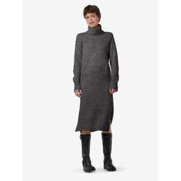 Strickkleid Noisy may "NMVIOLA L/S ROLLNECK KNIT DRESS FWD NOOS", Damen, Gr. XS, N-Gr, grau (dunkelgrau melange), Strick, Obermaterial: 98% Polyester, 2% Elasthan, meliert, Kleider Strickkleid
