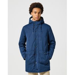 Parka Wrangler "HEAVY PUFFER JACKET", Herren, Gr. XL, blau (navy), Web, Obermaterial: 100% Baumwolle, unifarben, regular fit Po-bedeckend, Jacken Parka, mit Kordelzug