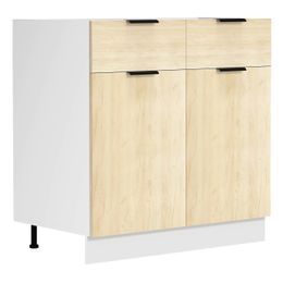 Unterschrank Vcm "K&uuml;chenschrank B80 cm Unterschrank Schublade Fasola", braun (wei&szlig;, honig, eiche), B:60cm T:46cm, Obermaterial: 100% Holz Wood., Schr&auml;nke, Unterschrank