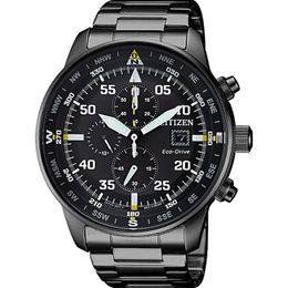 Citizen Herren Chronograph Armbanduhr, Herrenuhr, Solar, Stoppfunktion, Edelstahlarmband schwarz
