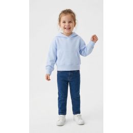 Sweatshirt Tom Tailor, M&auml;dchen, Gr. 128, blau (pale morning blau), Sweatware, Obermaterial: 62% Baumwolle, 38% Polyester, unifarben, regular fit taillenbedeckt, ohne Ausschnitt, Rippb&uuml;ndchen, Sweatshirts Sweatshirt, mit Kapuze