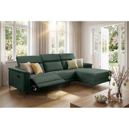 OTTO home Ecksofa &raquo;LUND, L-Form, 261cm, man. o. elektr. Relaxfunktion (mit USB-A)&laquo; und Kopfteilverstellung gr&uuml;n Webstoff 100% Polyester