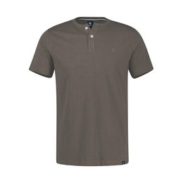 Kurzarmshirt Lerros, Herren, Gr. M, basalt grau, Single Jersey, Obermaterial: 100% Baumwolle, bestickt, unifarben, normal h&uuml;ftbedeckend, Rundhals, Shirts Kurzarmshirt, mit Serafino-Kragen