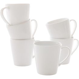 Retsch Arzberg Becher &raquo;Kaffee-/Henkelbecher HEIKE WEISS 250 ml, konisch, Set 6-tlg. Porzellan&laquo; Klassisches Henkelbecher Set f&uuml;r 6 Personen, zeitlos & chic wei&szlig; 
