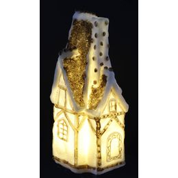 Dekofigur I.GE.A. "Haus", gold (wei&szlig;), B:10cm H:24cm, Polyresin, Dekofiguren, Dekofigur, Weihnachtsdeko aus Polyresin, H&ouml;he ca. 24 cm