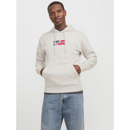 Jack & Jones Jack & Jones Herren Kapuzensweatshirt &raquo;JJECORP GRAPHIC SWEAT HOOD NOOS&laquo;, mit Logo Print wei&szlig; S