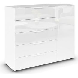 Rauch Schubkastenkommode &raquo;Kommode T&uuml;rkommode Sideboard Kombikommode FLIPP mit Glasfront&laquo; Breite 120 cm mit 2 Einlegeb&ouml;den, 1-t&uuml;rig, 5 Schubladen, Soft