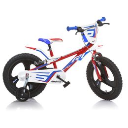 DINO BIKES Kinderfahrrad &raquo;16" Pro Cross Kinderfahrrad Jungen stabiler Stahl-Rahmen St&uuml;tzr&auml;der&laquo; 1 Gang mit St&uuml;tzr&auml;dern, Frontschild und coolen Schutzblechen rot 