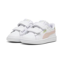 Sneaker Puma "SMASH 3.0 L V INF", M&auml;dchen, Gr. 27, blau (Puma wei&szlig;, island pink, pistachio gr&uuml;n), Leder, unifarben, Schuhe Sneaker, mit Klettverschluss, mit Gummilaufsohle, Innenmaterial aus Textil