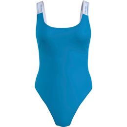 Badeanzug "ONE PIECE-RP", Damen, Gr. XS (34), N-Gr, blau (malibu blau), Microfaser, Polyamid, Calvin Klein Swimwear, unifarben, Badeanz&uuml;ge Badeanzug, mit Logoschriftz&uuml;gen auf den Tr&auml;gern