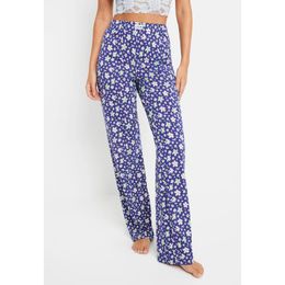 Lscn By Lascana Damen LSCN by LASCANA Pyjamahose mit weitem Bein blau 32/34, N-Gr