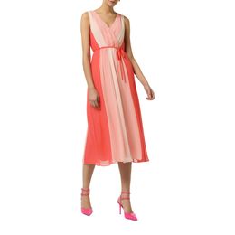 Maxikleid comma, Damen, Gr. 36, N-Gr, rot (bright rot), Stoff, Obermaterial: 100% Polyester. Futter: 100% Viskose, gestreift, regular fit bodenlang, tiefer V-Ausschnitt, Kleider Maxikleid, in Streifen-Optik und mit Tunnelzug
