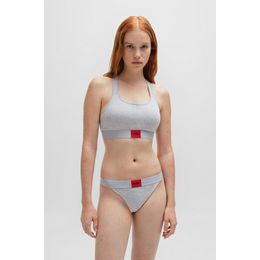 Bralette-BH Hugo "BRALETTE PAD.RED LAB", Damen, Gr. XL (42), N-Gr, grau (medium_grau), Jersey, Obermaterial: 93% Baumwolle, 7% Elasthan, unifarben, k&ouml;rpernah, BHs Bralette-BH, mit aufgesticktem Hugo BOSS Logo, Topseller