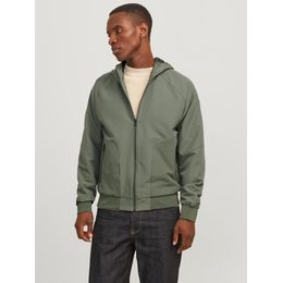 Jack & Jones Bomberjacke JACK & JONES "JJEPERFECT BOMBER NOOS", Herren, Gr. S, gr&uuml;n (agave gr&uuml;n), Web, Obermaterial: 92% Polyester, 8% Elasthan, unifarben, regular fit taillenbedeckt, ohne Ausschnitt, Rippb&uuml;ndchen, Jacken Bomberjacke, mit Kapuze