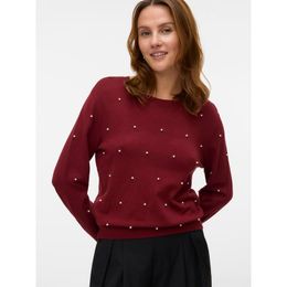 V&eacute;ro Moda Vero Moda Damen Rundhalspullover &raquo;VMGLORY PEARL LS O-NECK PULLOVER BOO&laquo; rot M