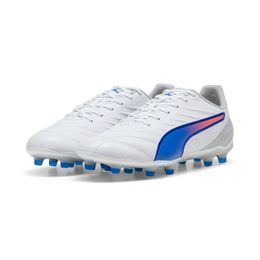 Fu&szlig;ballschuh Puma "KING PRO FG/AG", Gr. 44,5, wei&szlig; (Puma wei&szlig;, blaumazing, flat light gray), Synthetik, Schuhe Fu&szlig;ballschuh, f&uuml;r Rasenpl&auml;tze