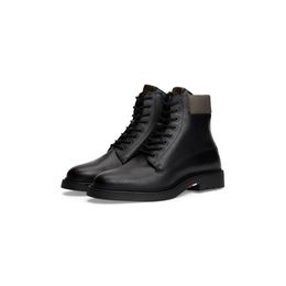 Schn&uuml;rboots Tommy Hilfiger "HILFIGER COMFORT LWT WRM MX BOOT", Herren, Gr. 40, schwarz, Leder, Schuhe Schn&uuml;rboots, Herbstboots, Schn&uuml;rstiefelette mit Logo-Aufn&auml;her an der Schuhzunge