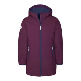 Funktionsmantel Trollkids "GIRLS STAVANGER COAT", M&auml;dchen, Gr. 98, blau (plum, navy), Steppware, Obermaterial: 100% Polyester. Futter: 100% Polyester. Wattierung: 100% Polyester, angesetztes B&uuml;ndchen, M&auml;ntel Funktionsmantel, f&uuml;r Kinder und Jugendliche, mit Kapuze, mit Rei&szlig;verschluss