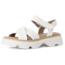 Sandalette Gabor, Damen, Gr. 42, beige (creme), Glattleder, Schuhe Sandalette, Plateau, Sommerschuh, Riemensandale mit Kreuzbandage, G-Weite