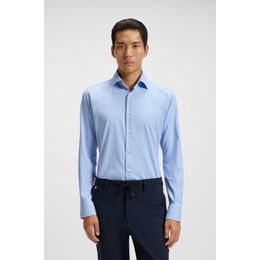 Businesshemd BOSS, Damen, Gr. 43, N-Gr, light, pastel blau451, Web, Obermaterial: 92% Polyamid, 8% Elasthan, unifarben, slim fit normal, Rundhals, 2-Knopf-Manschette mit Schlitz, Hemden Businesshemd, Slim-Fit, aus funktionalem Stretch-Twill, Kentkragen