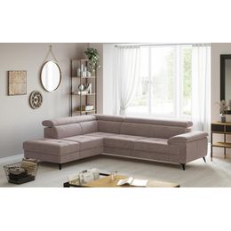 Ecksofa COTTA "Astra L-Form, B: 286 cm", cacao, B:286cm T:236cm, 95% Polyester (PES) 5%Polyamid (PA), Sofas, Ecksofa, mit Kopfteilverstellung, optional Bettfunktion & Bettkasten