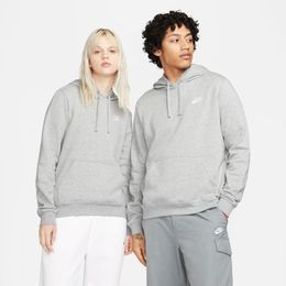 Kapuzensweatshirt Nike Sportswear "CLUB FLEECE WOMENS PULLOVER HOODIE", Damen, Gr. M, grau (dk grau heather, wei&szlig;), Obermaterial: 80% Baumwolle, 20% Polyester, Sweatshirts Kapuzensweatshirt, Damen Kapuzenpullover aus weichem Fleece Material